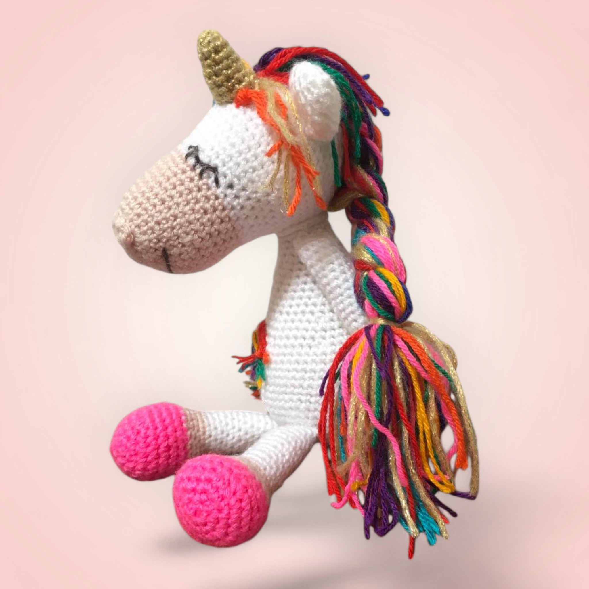 Licorne Multicolore - Peluche Arc-en-ciel - Mamy Laine